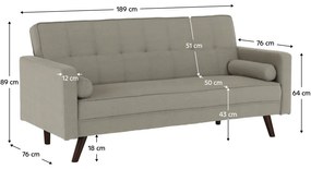 Kondela Rozkládací pohovka, šedohnědá TAUPE látka, OTISA