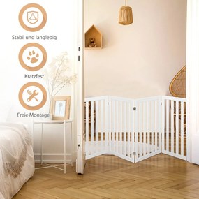 Costway Zábrana pro psy 89 cm vysoká 4 panely ochranná dřevěná skládací, bílý