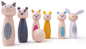 Bigjigs Toys Dřevěné kuželky - Lesní zvířátka