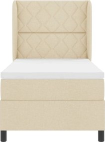 Postel s boxspringem s čelo Krémová 90 x 190 cm textil 3340604
