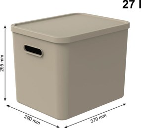 Rotho Úložný box, rovný s víkem, 27l, béžová ALBU LIGHT, 37x29x30