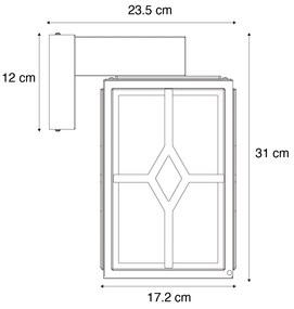 Klasická venkovní nástěnná lampa černá IP44 - Dover