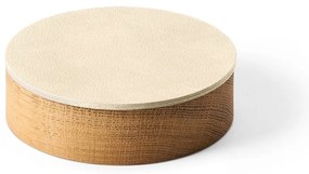 Krémový/v přírodní barvě dřevěný/z eko kůže úložný box s víkem/dekorativní ø 11x3,5 cm Circle Nupo – LIND DNA