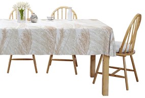 Detexpol Dekorační ubrus 140x200 bílá béžová listy 4138 A Panama 98