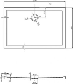 Mexen Flow Slim, obdélníková sprchová vanička 150 x 95 cm, černá matná, 46R709515