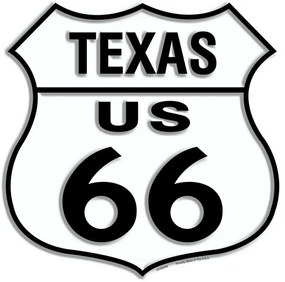 Plechová cedule Route 66 Texas Shield 30cm x 30 cm