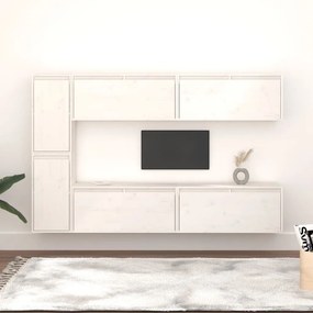 TV skříňky 6 ks bílé masivní borové dřevo 3100235