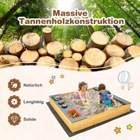 Costway Dřevěné pískoviště s kuchyňskými doplňky a vestavěnou lavicí