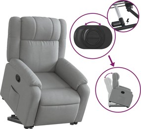 Zvedací polohovací křeslo světle šedé textil 3205202