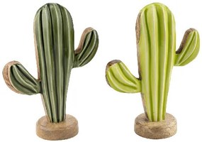 Ego Dekor EGO DEKOR Kaktus, dřevo, zelená, 22 x 15 x 8 cm, balení obsahuje 2 kusy!