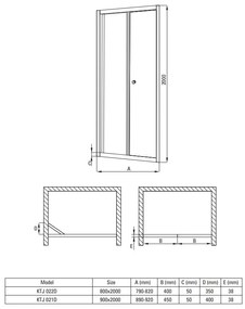 Deante Jasmin Plus, skládací sprchové dveře 80x200 cm, 5mm čiré sklo, chromový profil, DEA-KTJ_022D