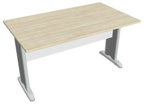 Stůl jednací rovný 140 cm - Hobis Cross CJ 1400 Dekor stolové desky: akát, Dekor lamino podnože: bílá, Barva nohou: Stříbrná