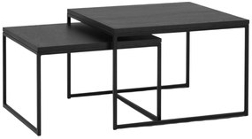 OnaDnes -20% Set dvou černých dubových konferenčních stolků MICADONI VELD 60 x 60/50 x 50 cm