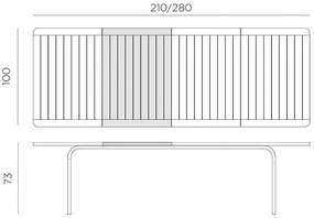 Nardi Antracitově šedý plastový rozkládací zahradní stůl Alloro 210/280 x 100 cm