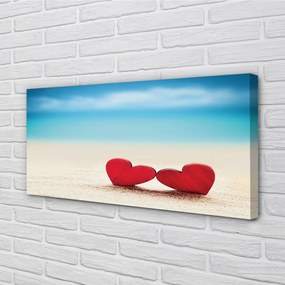 Obrazy na plátně Srdce červené písečné moře 100x50 cm