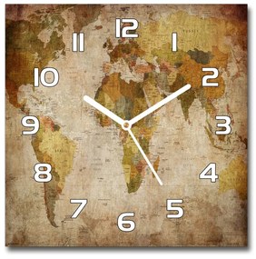 Wallmuralia Skleněné hodiny na stěnu Polytická mapa 30x30 cm