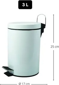 MSV UNIS Pedálový odpadkový koš 3 L bílá / ocel