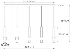 Lucide 24402/30/30 -LED Stmívatelný lustr na lanku MARGARY 5xLED/4,2W/230V černá