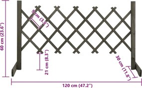 Zahradní trelážový plot šedý 120 x 60 cm masivní jedle 314823