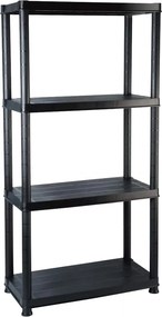Úložný regál 4patrový černý 61 x 30,5 x 130 cm plast 147683