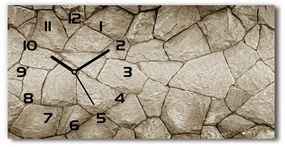 Wallmuralia Skleněné hodiny na stěnu Stěna z kamení 60x30 cm