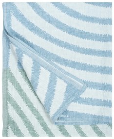 Lněný ručník Metsälampi, bílo-zeleno-modrý, Rozměry  95x180 cm