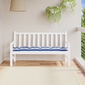 Poduška na zahradní lavici modré a bílé pruhy 150x50x7cm oxford - Default Title