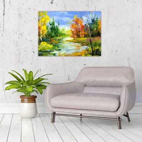 Skleněný obraz -  Malba krajiny (70x50 cm)