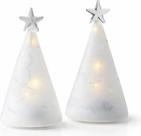 LED svítící stromeček skleněný, sada 2 kusy, čirý, 11,5 cm zmražené