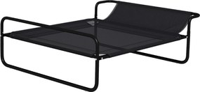 PawHut Dog Lounger Outdoor, vyvýšený pelíšek pro psy s prodyšným síťovaným potahem, pelíšek pro malé a střední psy černý 91 x 69 x 29 cm