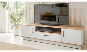 TV skříňka/stolek Maryann MR05, Barva dřeva: bílá lux / dub sušenkově hnědý + bílá lux
