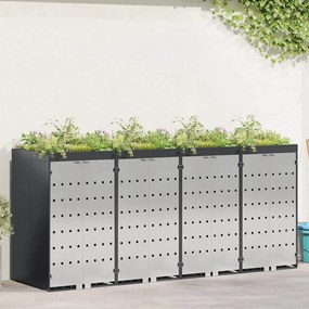 Úložný box na 3 popelnice Nerezová ocel Antracit 3394785