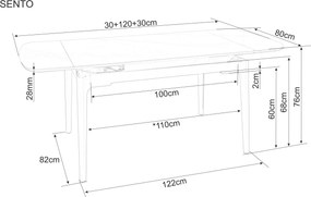 Jídelní rozkládací stůl Sento 120/180 cm keramika bílý mramor/černý