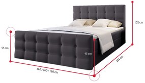 Expedo Čalouněná postel boxspring SAIMON + topper, 140x200, Cosmic 10