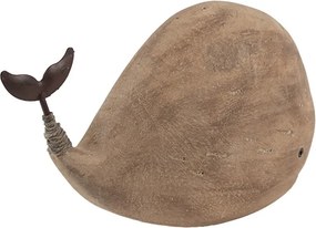 Hnědá dřevěná dekorace velryba Rustic - 26*7*14 cm