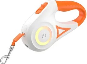 Rojeco Automatické vodítko LED bílo-oranžové / Vodítko pro psy / Samon