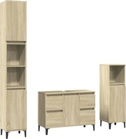 3dílný set koupelnového nábytku dub sonoma kompozitní dřevo 3307672