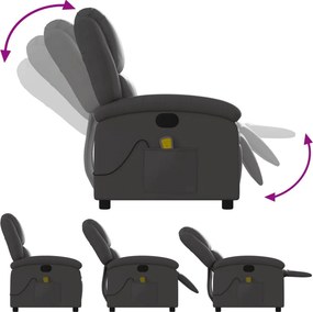 Masážní křeslo s polohovacím mechanismem, šedé, pravá kůže 3205473