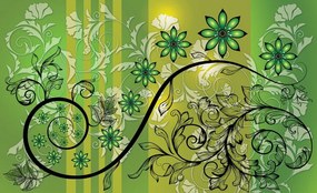 Postershop Fototapeta: Květinová abstrakce (zelená) - 254x368 cm