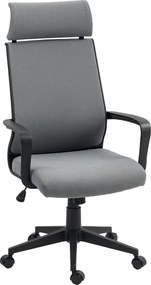 HOMCOM Kancelářská židle, ergonomická stolní židle s opěrkami, opěrkou hlavy, výškově nastavitelná otočná židle s houpací funkcí, počítačová židle s v