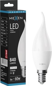 Mexen Nova, LED žárovka plamen E14, C37, 8W, Teplá - 3000K, 840 lm - L106-E14-0830-01