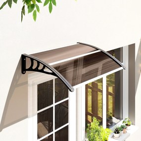 Outsunny Střecha nad Dveřmi S předními dveřmi 75 x 100 cm Pultvordach Zastřešení Polykarbonát Hnědá