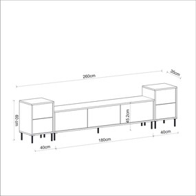 Hanah Home Obývací stěna Imaj - White, Marble, Bílá, Černá, Zlatá