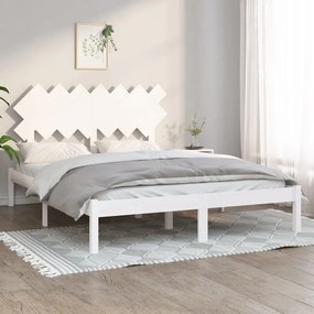 Rám postele bílý 140 x 200 cm masivní dřevo 3104869