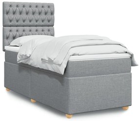Box spring postel s matrací světle šedá 90x190 cm textil 3291142