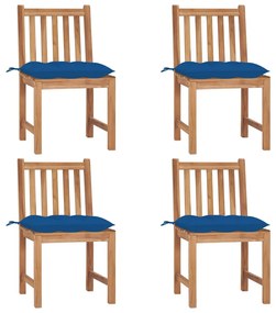 Zahradní židle 4 ks s poduškami masivní teak,  3073113
