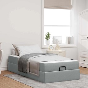 Rám postele s matrací 2 ks Světle šedá textil 3399445