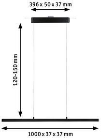 Paulmann 95579 Lento, ZigBee Tunable white, svítidlo se svícením nahoru-dolu pro Urail, 40,5W LED, stmívatelné, černá
