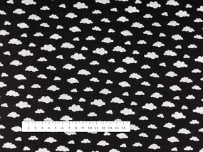 Biante Dětský bavlněný oválný ubrus Sandra SA-306 Bílé mráčky na černém 120x180 cm