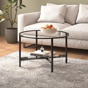Čajový stolek černý a průhledný 70 cm tvrzené sklo 331617